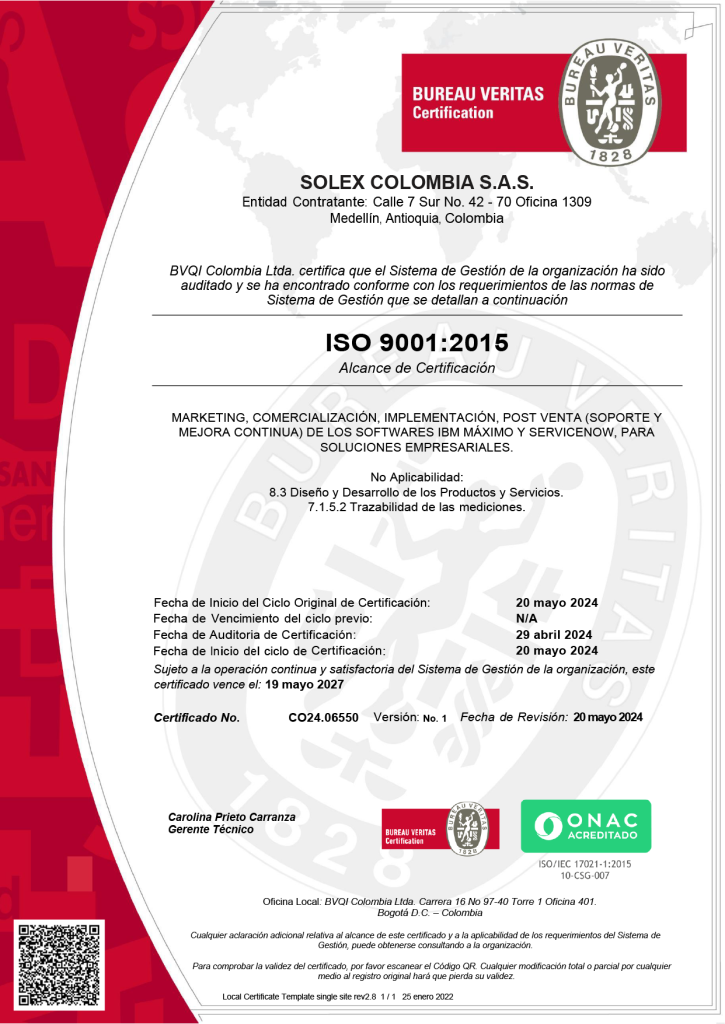 Solex Colombia obtiene la Certificación ISO 9001:2015 | Solex
